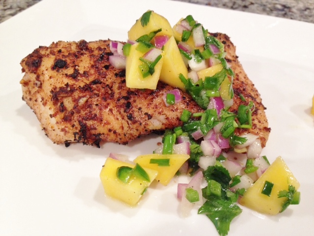 Blackened Halibut with Mango Salsa | The Gluten Free